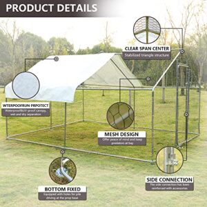 JOVNO Large Metal Chicken Coop Cage Walk-in Enclosure Poultry Hen Run House Playpen Exercise Pen Outdoor Yard Poultry Pet Hutch with Weather Proof Cover