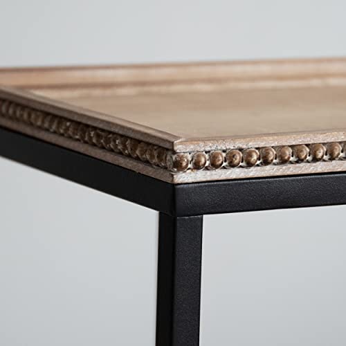 COZAYH Farmhouse C Table Couch End Table, Distressed Beaded Edge Tray Top Snack Side Table, Black F03101 0 F03101 0