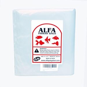 ALFA Fishery Bags Round Corners Bottom Leak Proof Clear Plastic Fish Bags Size 9 Inches for Marine and Tropical Fish Transport 2 mil. (9" x 15" / 100 Pack)