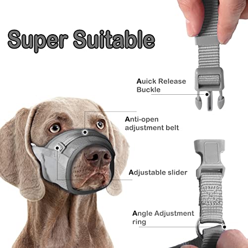 Dog Muzzle, Soft Dog Muzzle with Reflective Strip Breathable Mesh Large Dog Muzzle Prevent Biting Barking Chewing No Bark Dog Muzzle for Large Medium Small Sized Dog Outside Walking Grooming