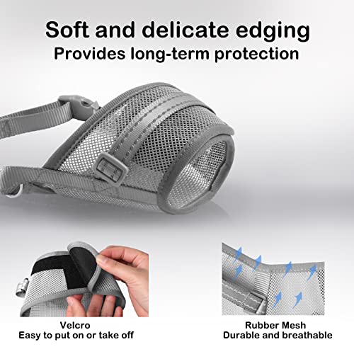 Dog Muzzle, Soft Dog Muzzle with Reflective Strip Breathable Mesh Large Dog Muzzle Prevent Biting Barking Chewing No Bark Dog Muzzle for Large Medium Small Sized Dog Outside Walking Grooming