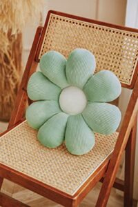 solaka flower-shaped stretch plush throw pillow cushions for sofa office sedentary leisure and comfortable cushion green, 15.75inch