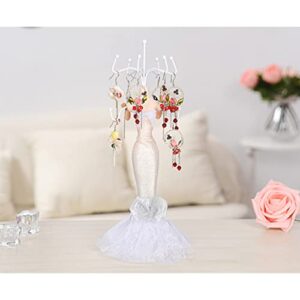 USHOBE Doll Jewelry Display Stand Tower: Necklace Jewelry Holder Display Jewelry Holder in Sequin Ruffle Gown Earring Necklace Bracelet Rings Organizer