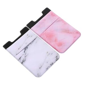 hemobllo 2pcs mobile phone card case cellphone back wallet bag phone holder stick on stick on cell phone wallet phone cards cases wallet purses sticky phone lycra pocket bracket sticker