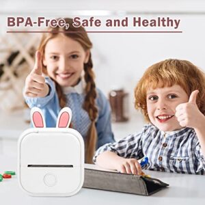 Memoking T02 Protective Case-Bunny Ears Shape Soft Silicone BPA-Free Cute Design Printer Cover, Compatible with T02 Mini Bluetooth Wireless Portable Mobile Pocket Printer, White