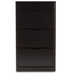 BOWERY HILL Contemporary 4 Drawer Shoe Cabinet in Black Finish