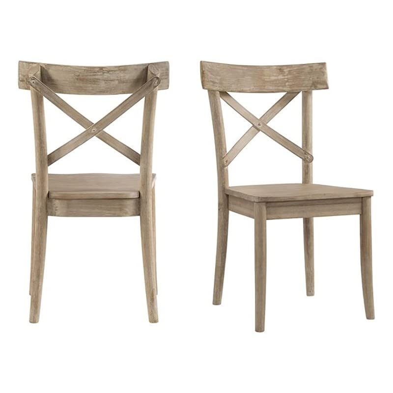 Bowery Hill 19'' Transitional Wood X-Back Side Chair in Natural (Set of 2)