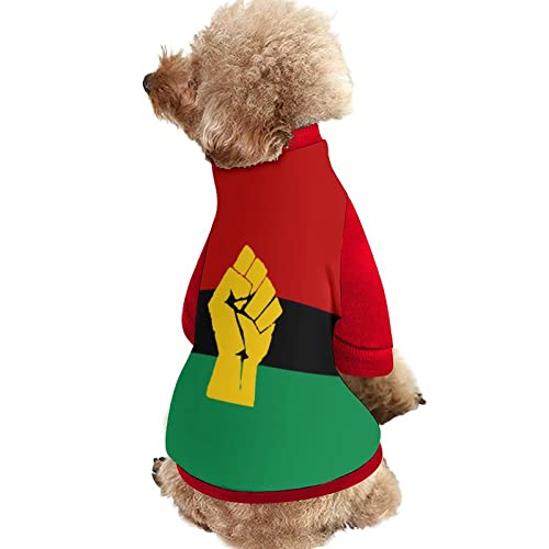 FunnyStar Black Power African Flag Warm Fleece Lined Dog Sweatshirt Pullover Cat Sweater Comfortable Pet Clothes red-style S