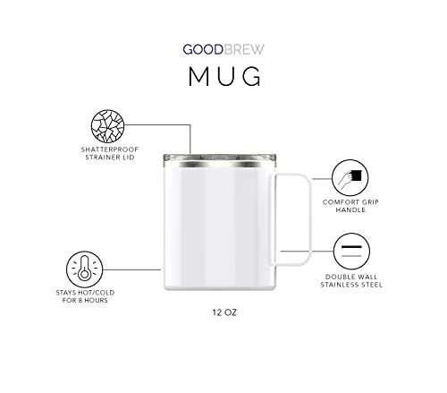 GOODBREW GoodBrew Camp Mug Stainless Steel Insulated Mug with Strainer Lid Double Wall Comfortable Grip