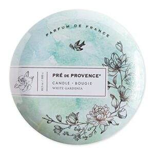 pre de provence heritage home fragrance collection three wick candle tins, 10.5 oz, white gardenia