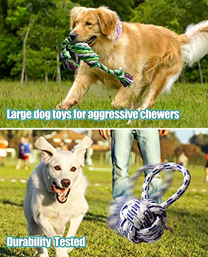 Heibizi Dog Toys for Large Dogs Aggressive Chewers, Valued Durable Dog Rope Toys Pack for Medium Large Breed, Interactive Tug of War Toys for Dogs, Dog Gifts