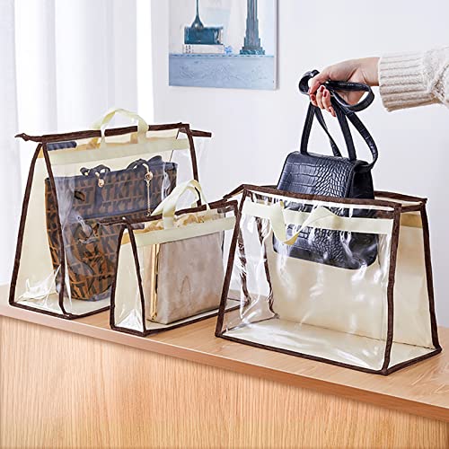 AxPower 8 Pack Handbag Storage Organizer Purse Clear Dust Cover Bag for Closet with Zipper and Handle, 4 Sizes