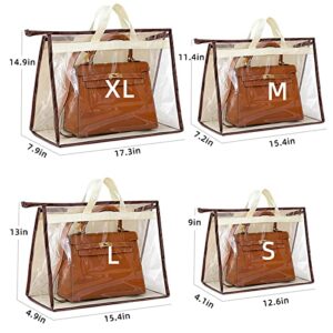 AxPower 8 Pack Handbag Storage Organizer Purse Clear Dust Cover Bag for Closet with Zipper and Handle, 4 Sizes