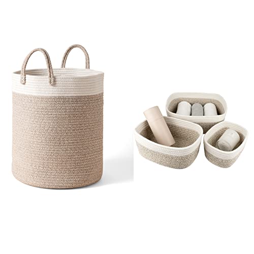 LA JOLIE MUSE Brown Storage Basket for Home Bathroom Toys Organizing