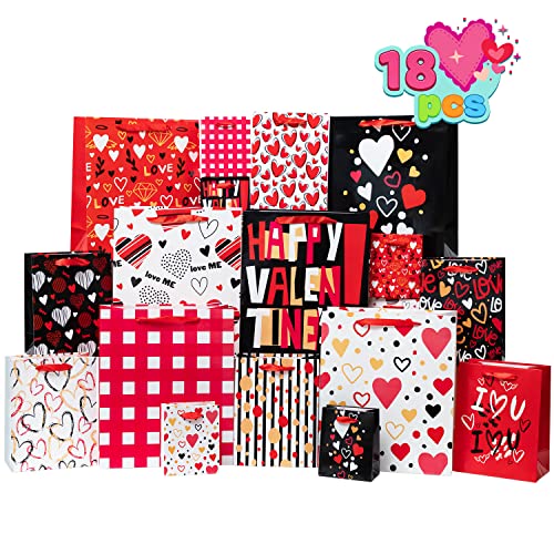 JOYIN Valentine's Day Paper Gift Bags with Handle, Paper Wrapping Kraft Bags for Funny Gift Giving Novelty Gift Exchange Gift Wrapping Valentines Gift Bags Party Favors (Colorful)