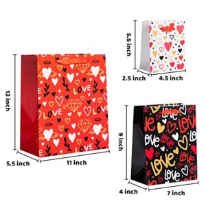 JOYIN Valentine's Day Paper Gift Bags with Handle, Paper Wrapping Kraft Bags for Funny Gift Giving Novelty Gift Exchange Gift Wrapping Valentines Gift Bags Party Favors (Colorful)