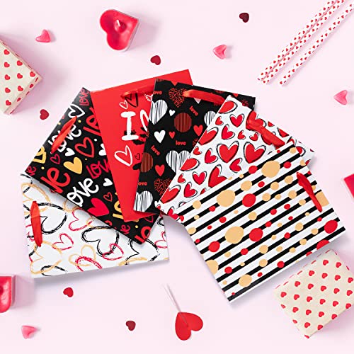 JOYIN Valentine's Day Paper Gift Bags with Handle, Paper Wrapping Kraft Bags for Funny Gift Giving Novelty Gift Exchange Gift Wrapping Valentines Gift Bags Party Favors (Colorful)