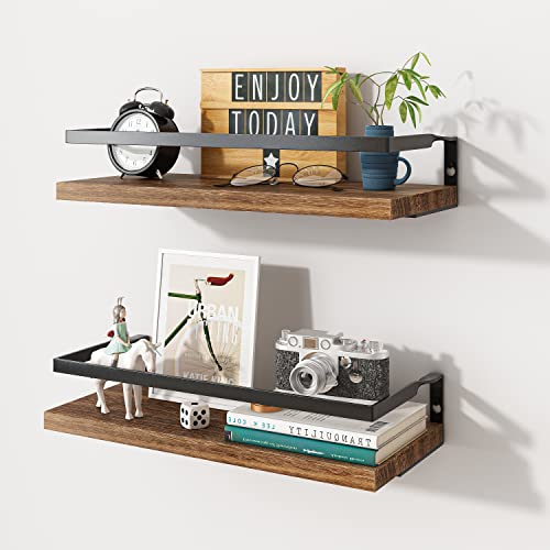 Fixwal 4 Set Floating Shelves Bathroom Shelves Wall Mounted Storage Shelves with Towel Bar for Living Room Kitchen Bedroom Bathroom Office Over Toilet