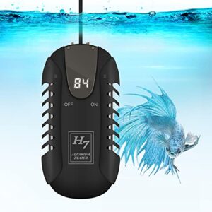 hoosel small submersible aquarium heater, 50w betta fish tank heater with electronic thermostat adjustable led digital temperature display