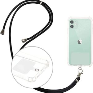 FABULWAY Phone Lanyard Universal Nylon Cell Phone Lanyard with Adjustable Detachable Neck Crossbody Lanyard and Phone Tether,Phone Strap Compatible with Most Smartphones (Dark Color)