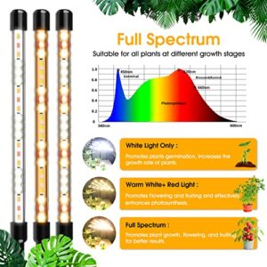 wolezek Grow Light with Stand, [5-Heads] LED Grow Lights for Indoor Plants Full Spectrum, Plant Grow Lamp 3000K 6500K 660nm, 4/8/12H Auto Timer, 12V 3A DC Adapter, Tripod 15-61in