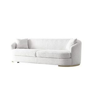 Acanva Wool-Like Upholstered Sofa for Living Room with Metal Base, Contemporary Style with Removable Padded, 99”W Couch, White