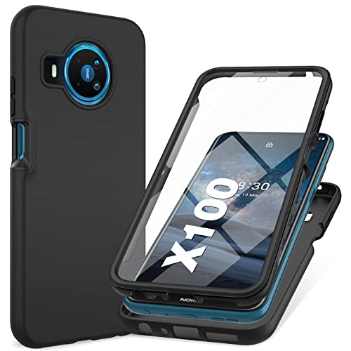 PUJUE for Nokia X100 Silicone Phone Case: Slim Matte Full Rugged Protective Cell Phone Cases - Durable 360 Strong Drop Cute Shockproof TPU Bumper Cover (Black)