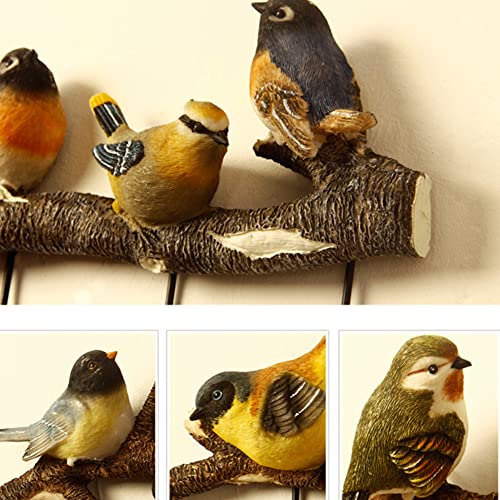 Resin Wall-Mounted Coat Rack ,Realistic Birds Standing on The Branch, Creative Pastoral Style Clothes/Key Hook