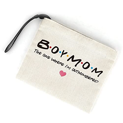 Jztco Boy Mom, Baby Shower Gifts for Mom First Time, Christmas Birthday Unique Thanksgiving Funny Mothers Day, New Mom to Be - Boy Mom The One Where I'm Outnumbered – Boy Mom Makeup Bag