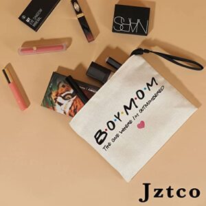 Jztco Boy Mom, Baby Shower Gifts for Mom First Time, Christmas Birthday Unique Thanksgiving Funny Mothers Day, New Mom to Be - Boy Mom The One Where I'm Outnumbered – Boy Mom Makeup Bag