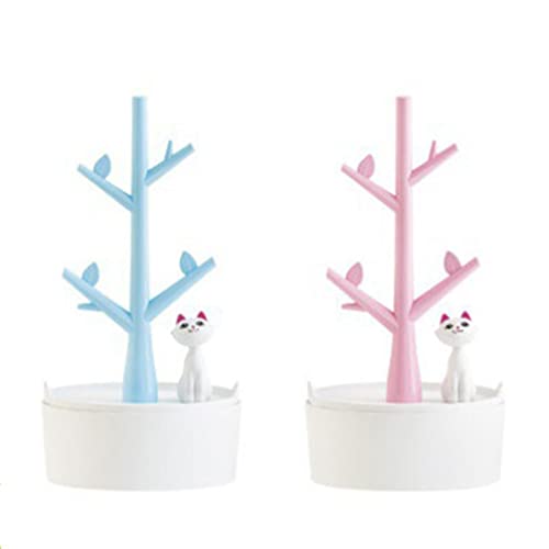 USHOBE Jewelry Display Tree Cat Design: Earring Display Stand Tabletop Cute Earrings Organizer Necklace Holder Tower Earring Tree Tower Ear Stud Holder for Trinkets Organizer Random Color