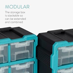 Navaris Modular Storage Organizer Drawers - Plastic Drawer Box Compartment Set for Screws Nails Small Tool Parts - Garage Shed Storage Bins - 9 Closed