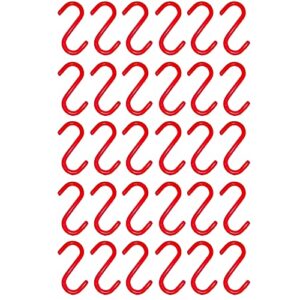 wideskall 30 pieces 3" inch red vinyl coated s shaped hooks for hanging kitchen rack