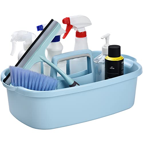 Haundry Large Cleaning Supplies Caddy with Handle, Plastic Storage Bucket Organizer for Cleaning Products, Shower Caddy Basket for Car, Dorm, Bathroom, Garden, Kitchen - Blue