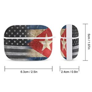 Vintage Black Ameriacn Cuban Flag Print Apple AirPods Pro Hard Case Protective Charging Cover with Keychain for Men Women