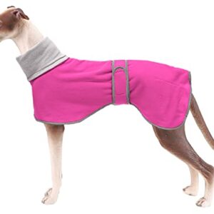 Dog Coats with Reflective Bar, Dog Winter Coat Soft Polyester Fleece, Adjustable Band - Dog Winter Jacket for Greyhounds, Lurchers and Whippets - Pink - XS