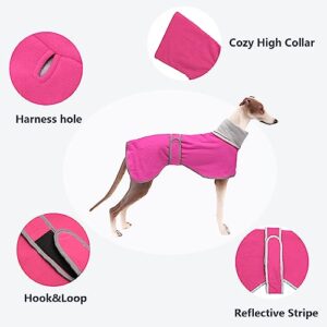 Dog Coats with Reflective Bar, Dog Winter Coat Soft Polyester Fleece, Adjustable Band - Dog Winter Jacket for Greyhounds, Lurchers and Whippets - Pink - XS