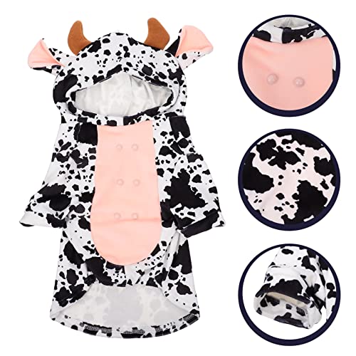 Pet Cow Costume, Puppy Cow Hoodie Pet Outfit Decorative Cat Dog Outfit Dog Cosplay Clothes Comfy Winter Pajamas