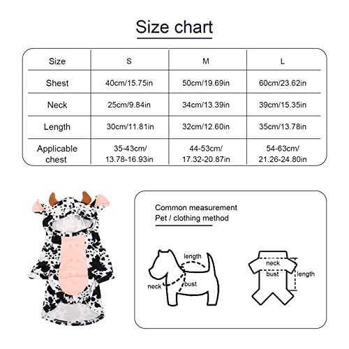 Pet Cow Costume, Puppy Cow Hoodie Pet Outfit Decorative Cat Dog Outfit Dog Cosplay Clothes Comfy Winter Pajamas