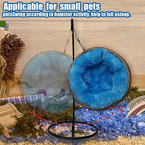 Fhiny Coconut Hamster Hideout Hammock, Natural Raw Coco Husk Bed House with Warm Pad Small Animal Habitat Decor Hanging Coconut Shell Cage Accessories for Dwarf Hamster Gerbil Sugar Glider Mice