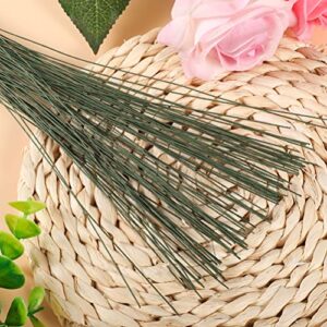 Floral Wire 26 Gauge, 100 Pcs Green Florist Flower Wire Stems Floral Wire for Crafts Bouquet Stem Wrapping Wreath Making Supplies Flower Arrangement Supplies (14 Inch)