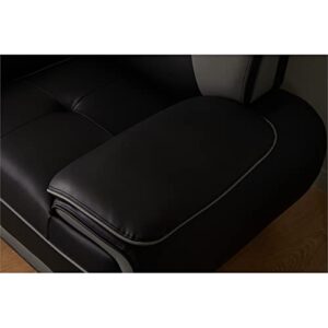 Kingway Furniture Lilian Faux Leather Livingroom Loveseat in BlackGray