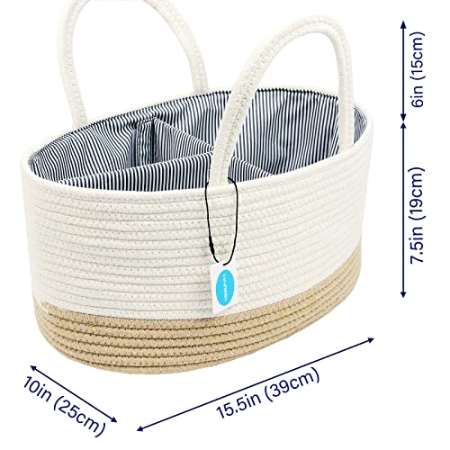 Casaphoria Caddy Organize Woven Cotton Rope Basket Caddy Baskets for Storage,Cotton Basket,Basket for Gift with Removable Inserts Towels Portable Soft Baskets,White and Yellow