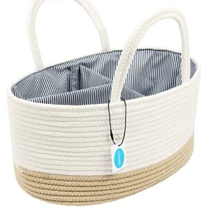 Casaphoria Caddy Organize Woven Cotton Rope Basket Caddy Baskets for Storage,Cotton Basket,Basket for Gift with Removable Inserts Towels Portable Soft Baskets,White and Yellow