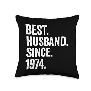 49th wedding anniversary gifts for him best husband since 1974 | 49th wedding anniversary throw pillow, 16x16, multicolor