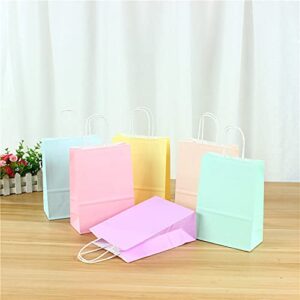 24Pcs Birthday Gift Bags Multicolor Pastel Portable Bags Party Treat Paper Kraft Favor Sweet 8.7x6.3x3.2inches Candy Gift with Handles for Party Wedding Celebrations (Small)