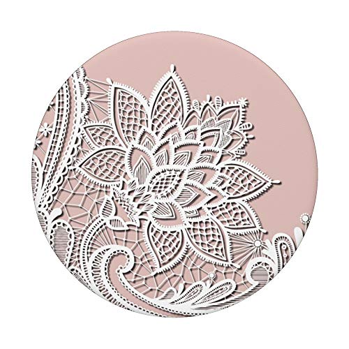 Rose Pink Floral Lace Mandala Phone Popper PopSockets Swappable PopGrip