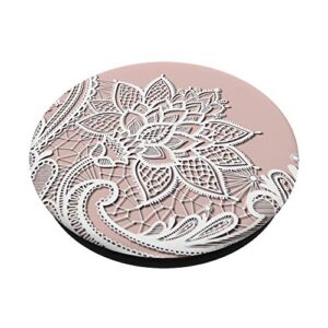 Rose Pink Floral Lace Mandala Phone Popper PopSockets Swappable PopGrip