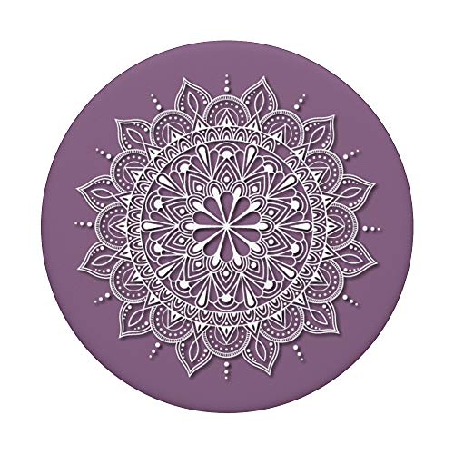 White Henna Mandala Floral Lace On Purple Phone Popper PopSockets Swappable PopGrip