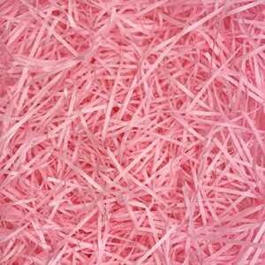 pevogon pink easter grass raffia filler paper shreds for easter basket gift packaging filling egg stuffer party supplies decoration, 200g